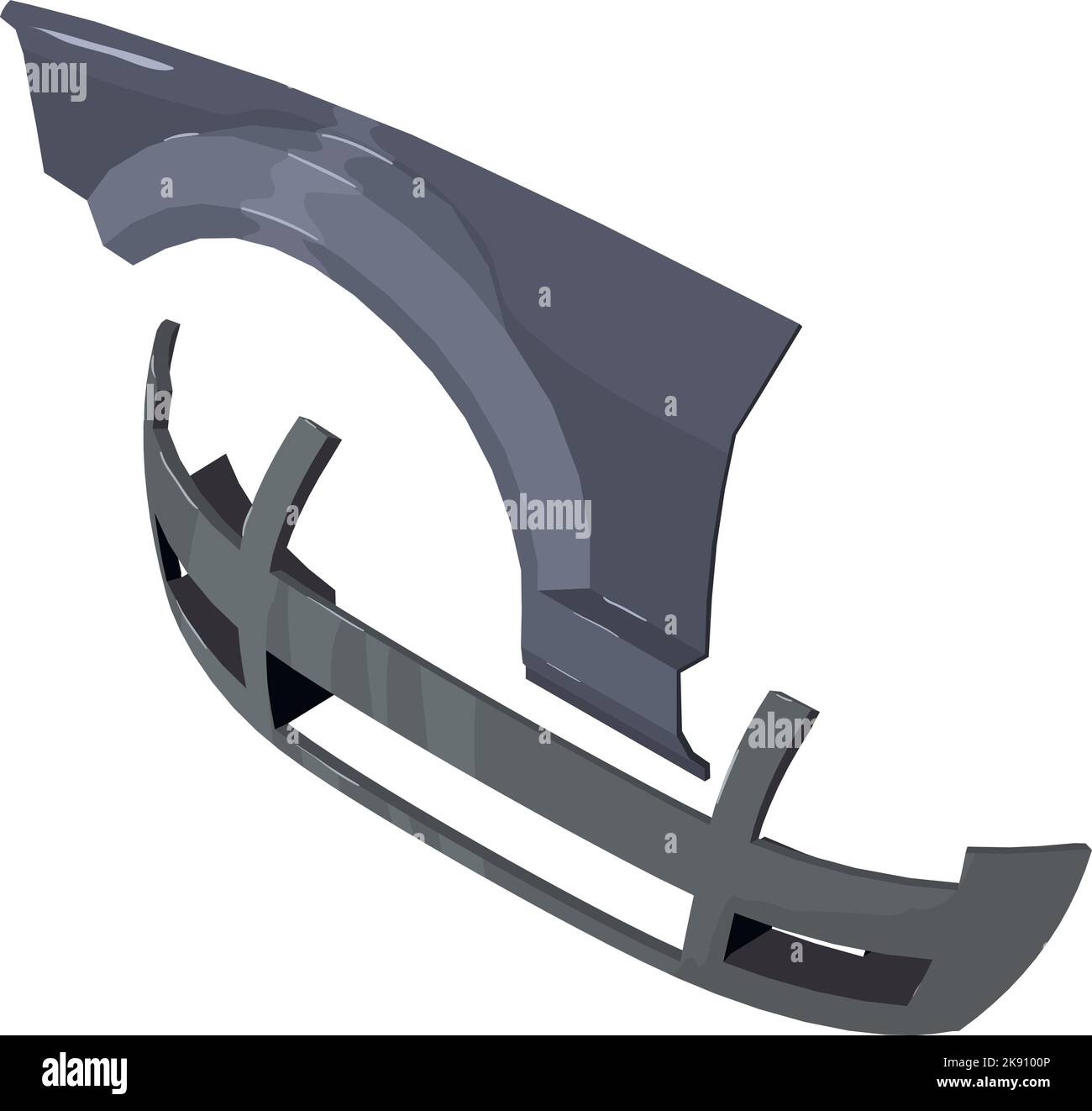 Autopart icon isometric vector. Black new car fender and car front ...