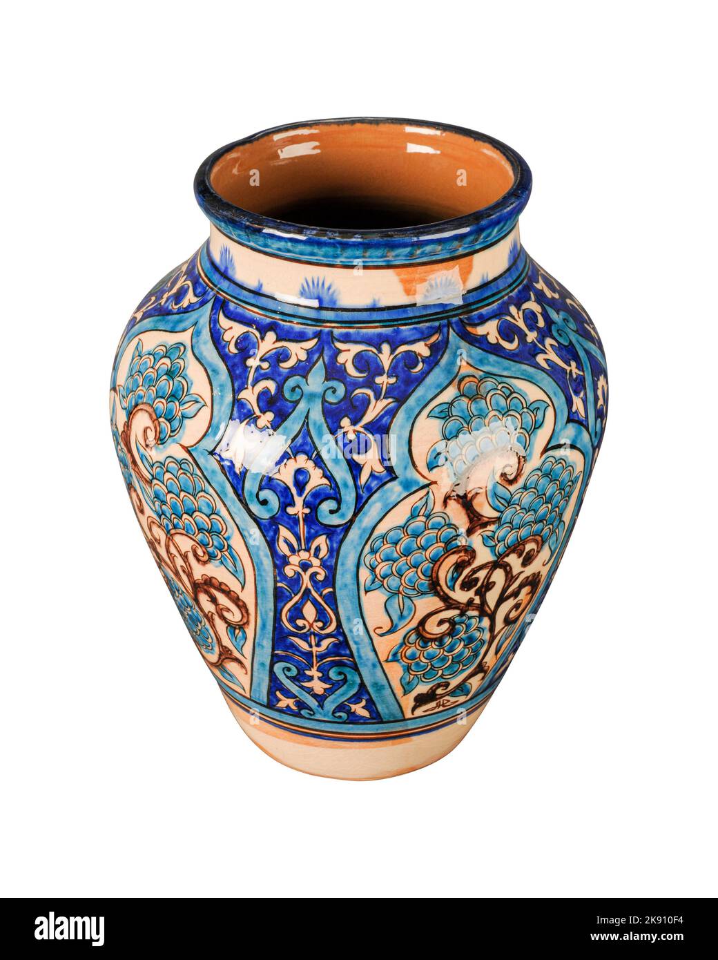A vintage oriental ceramic vase isolated on a white background Stock ...