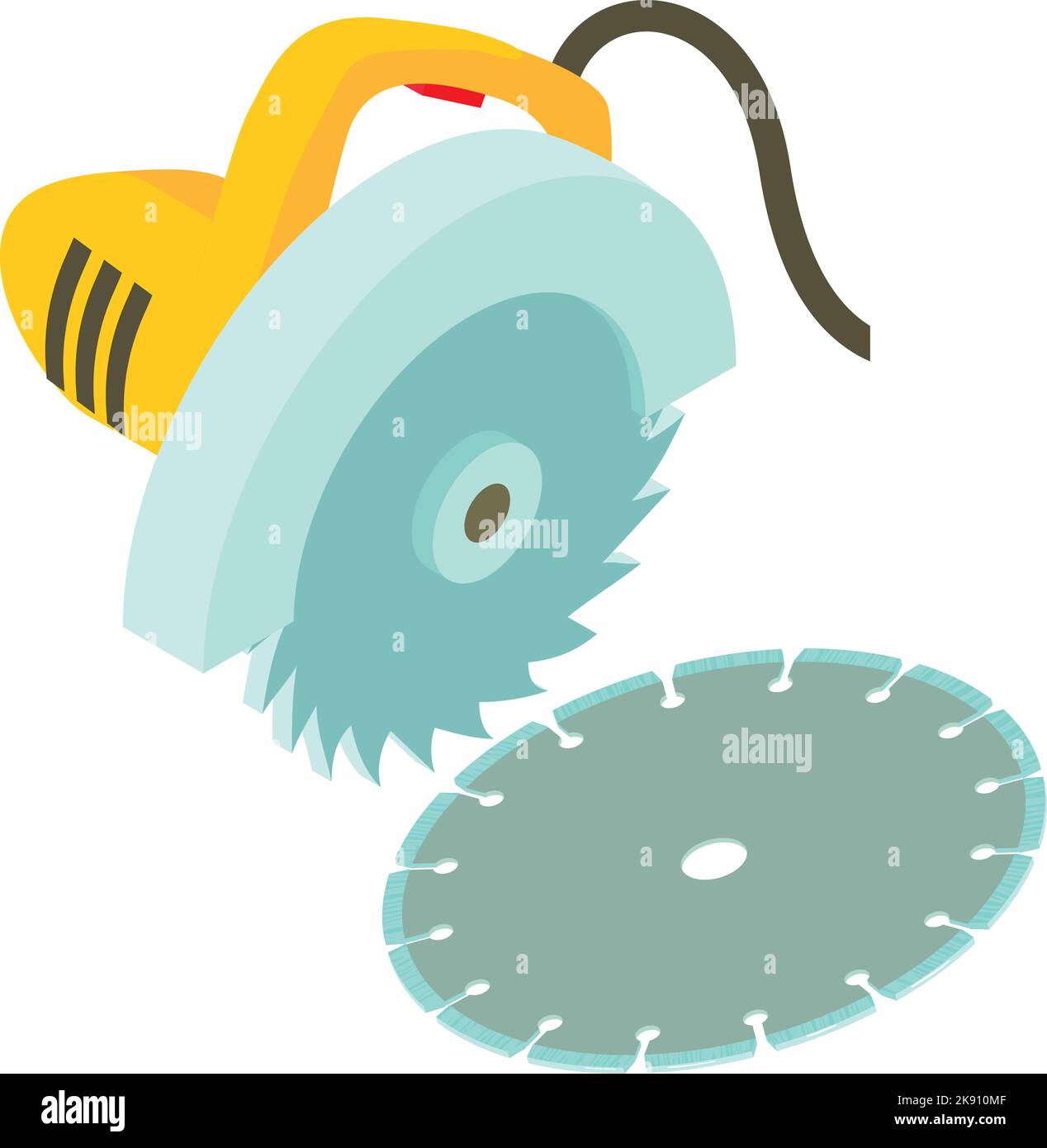 Electric saw icon isometric vector. Yellow electric saw and diamond ...