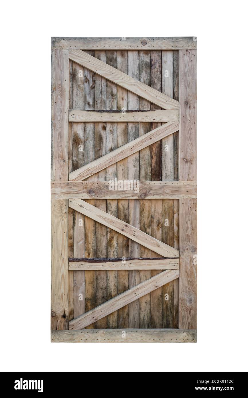 Old wooden rustic door isolated on white background Stock Photo - Alamy