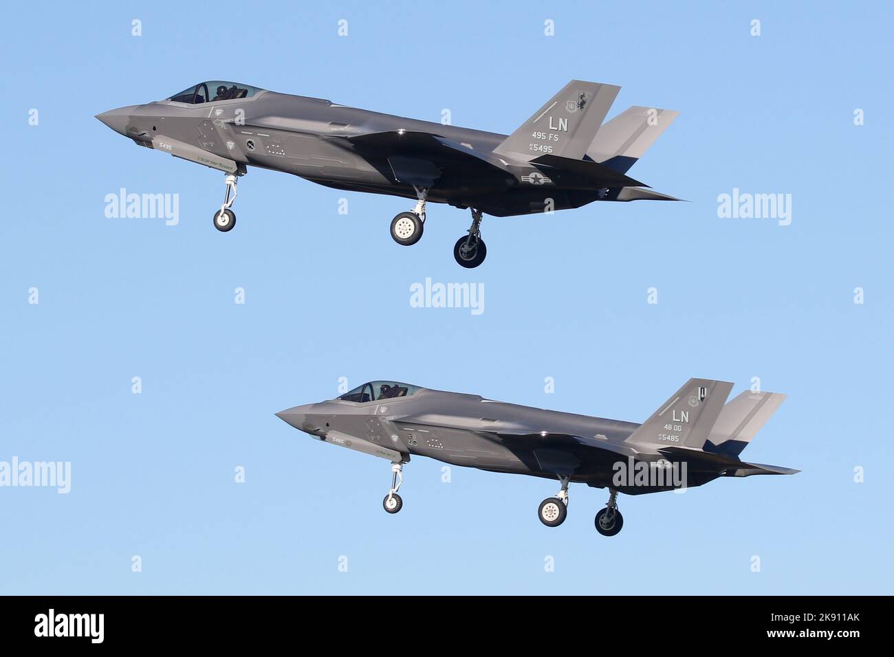 A pair of Lockheed Martin F-35A Lightning II strike fighters on the ...