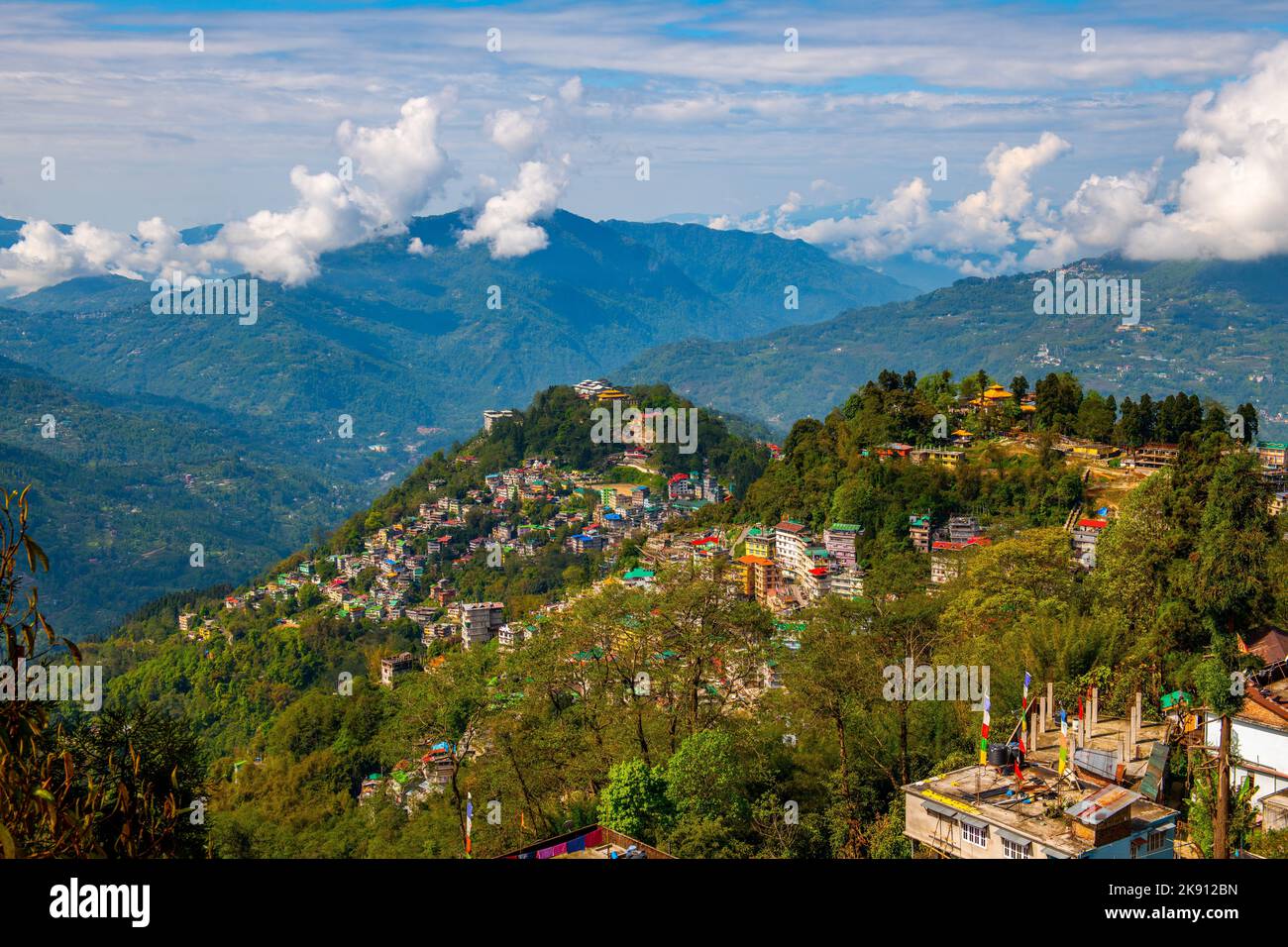 Aerial view of Gangtok City with colorful residential buildings with ...