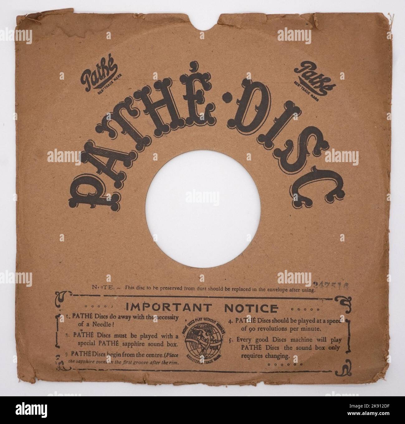 Pathe Disc 78 sleeve. Made in France between 1906 and 1916. Discs ...