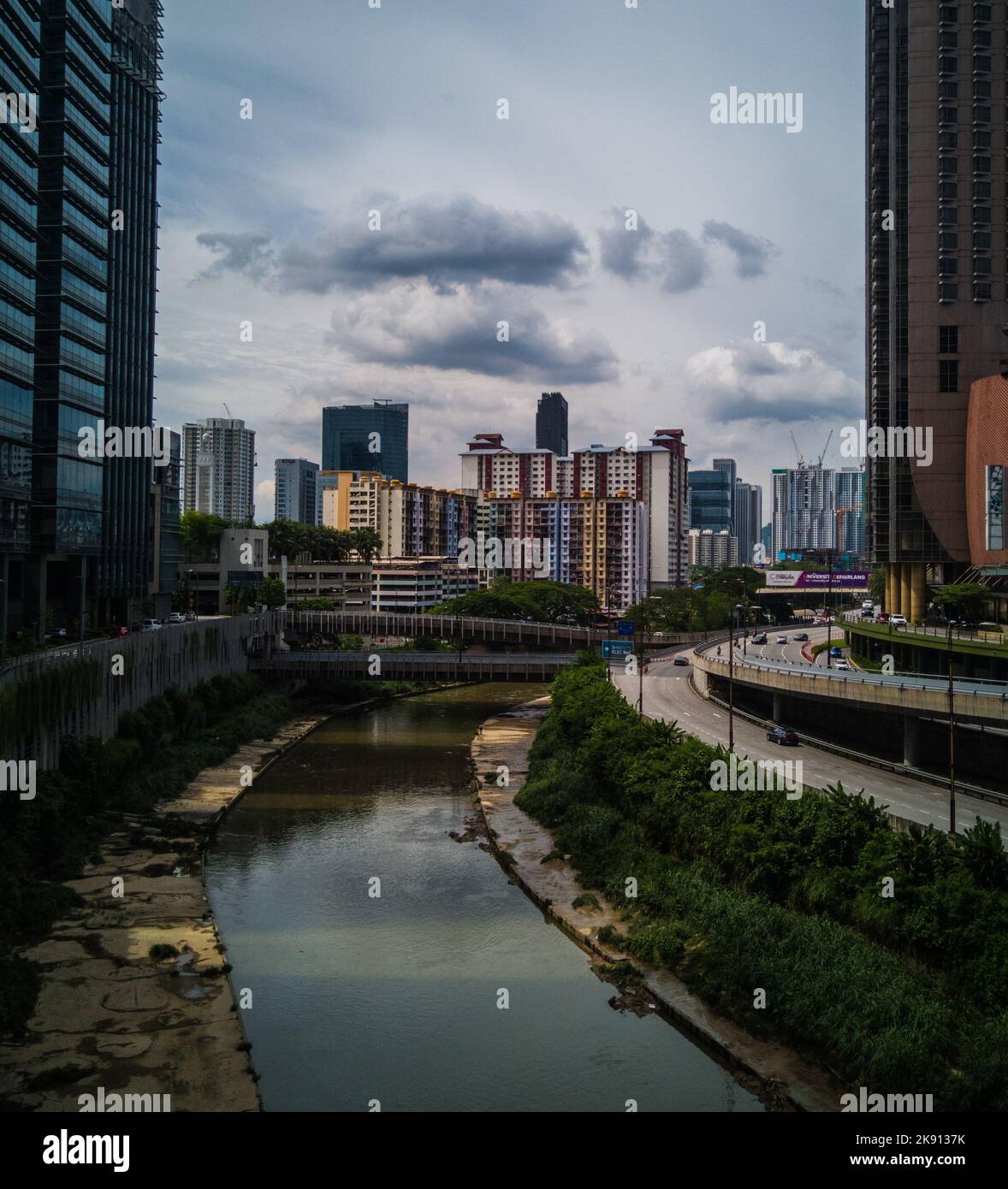 The Klang river in between buildings in Kuala Lumpur, Malaysia Stock ...