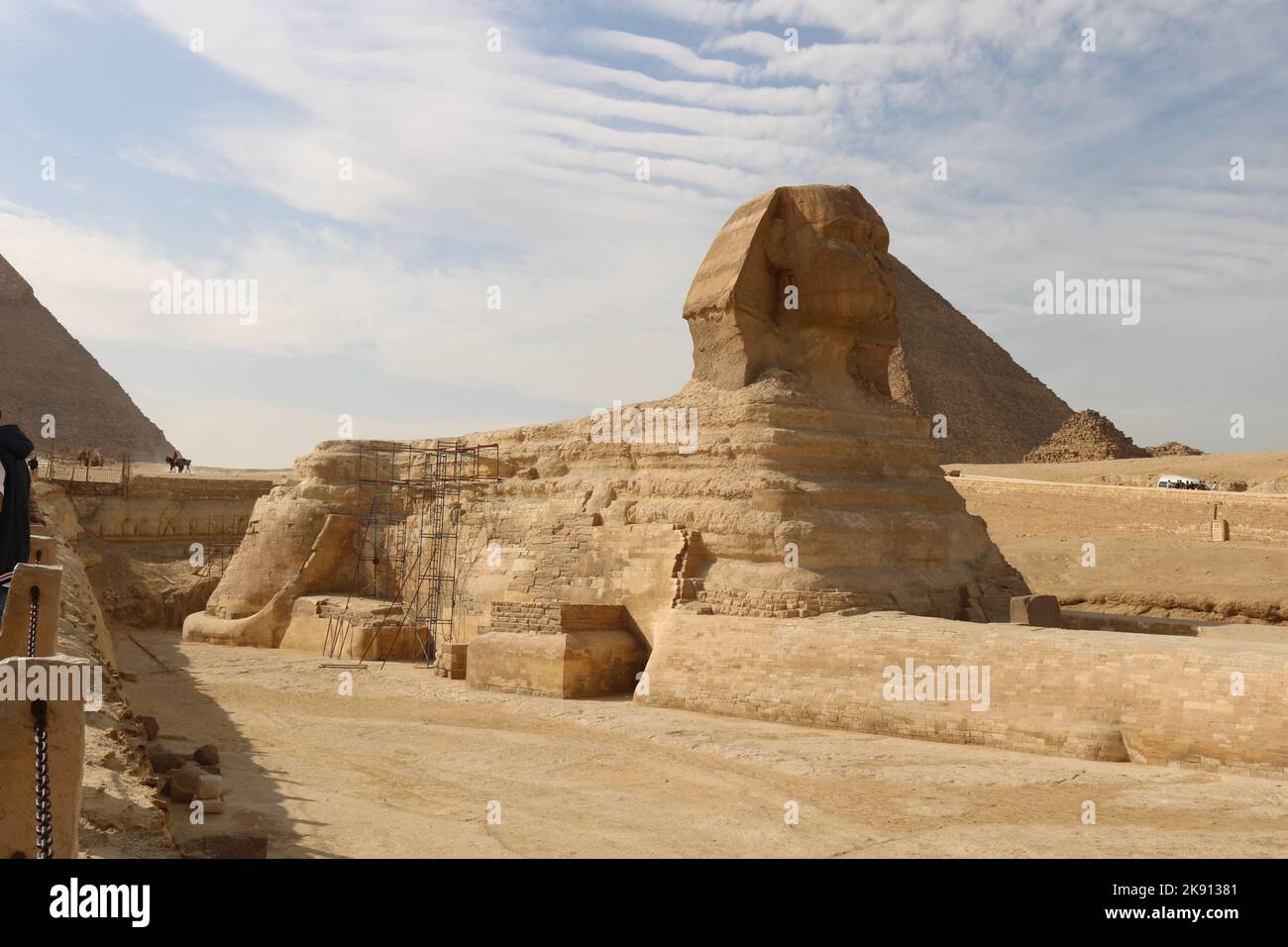 The famous Great Sphinx of Giza in Egypt from an angle view on a clear ...
