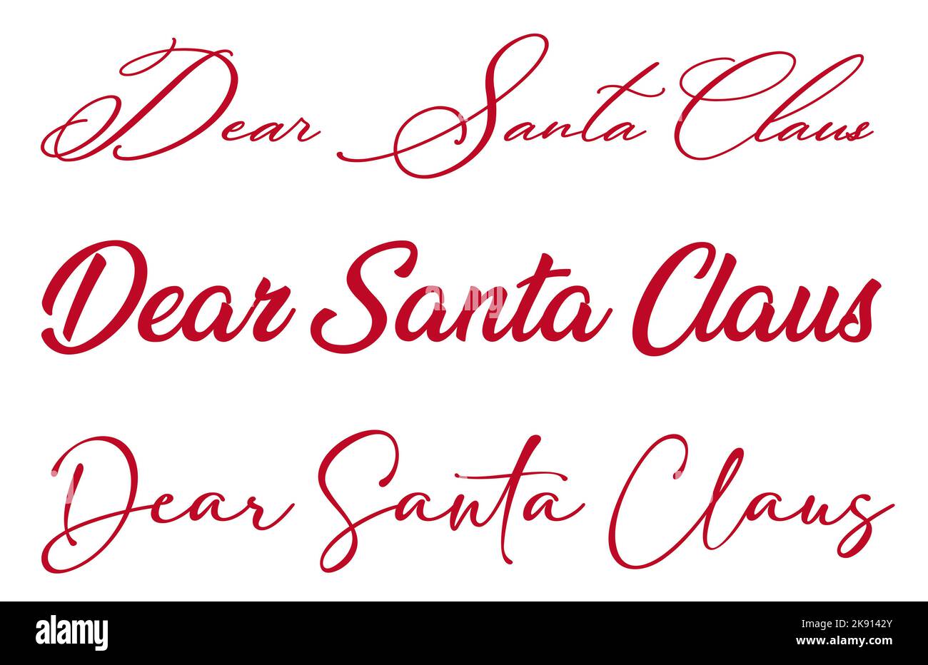 Dear Santa Claus handwriting in red on a white background Stock Photo ...