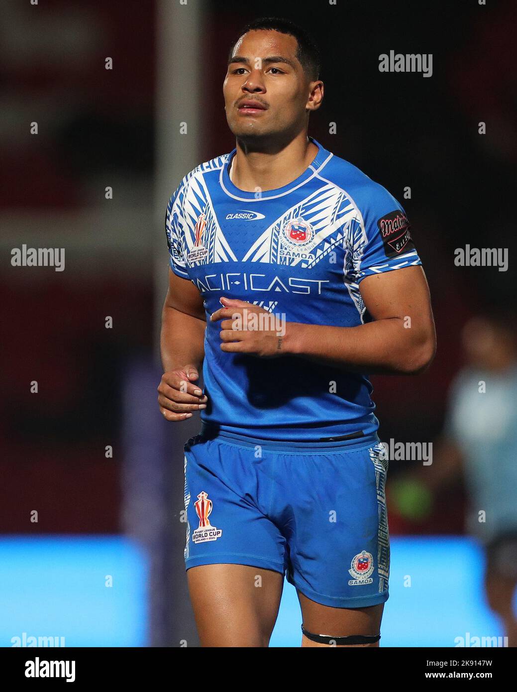 Matthew Feagai of Samoa during The 2021 Rugby League World Cup Group A ...
