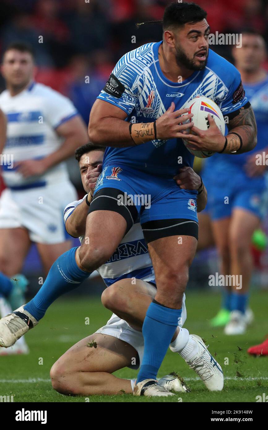 Royce Hunt Of Samoa During The 2021 Rugby League World Cup Group A Match Between Samoa And