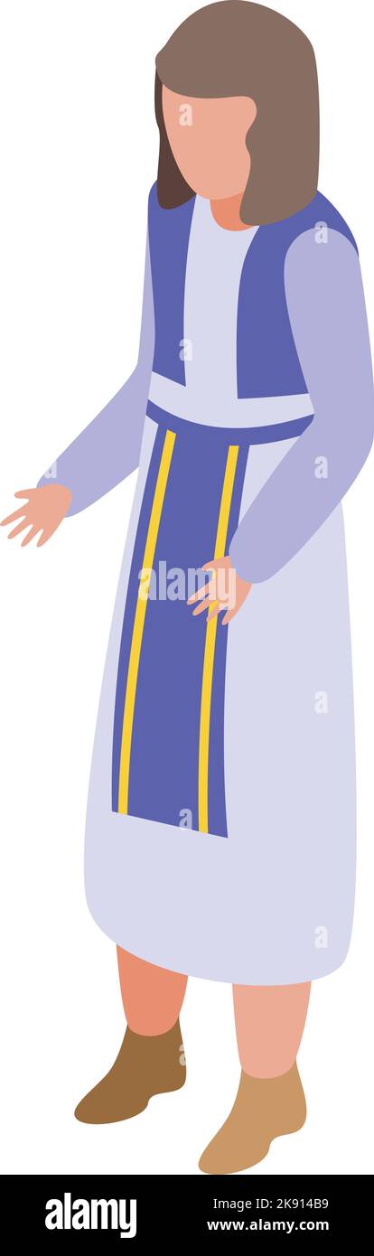 Cute romanian woman icon isometric vector. Romania travel. Arch ...