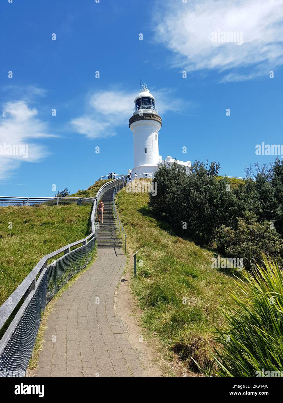 A vertical low-angle of path leading to the Cape Byron lighthouse ...