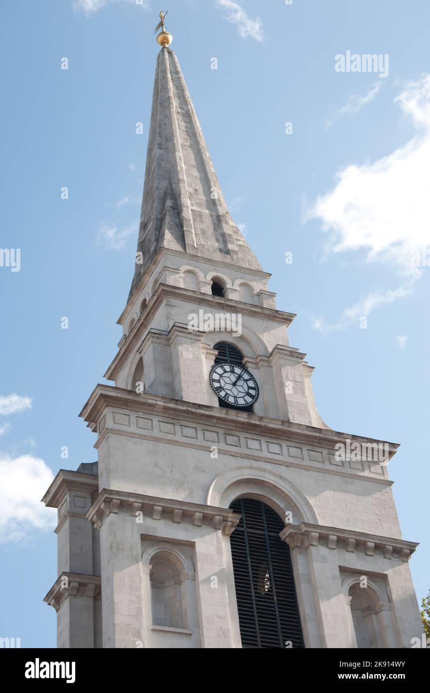 Spire, Christ Church Spitalfields, Tower Hamlets, East London ...