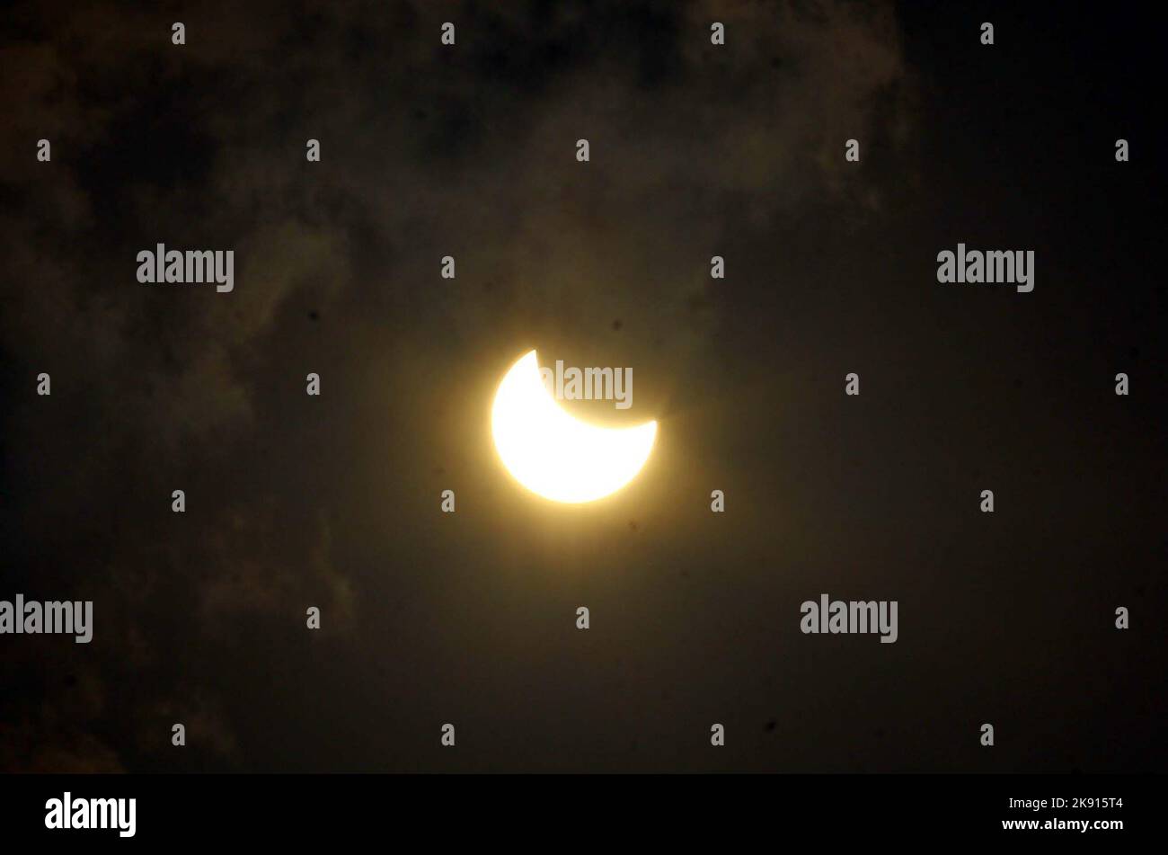 Hyderabad, Pakistan, October 25, 2022. View of partial "Solar Eclipse ...