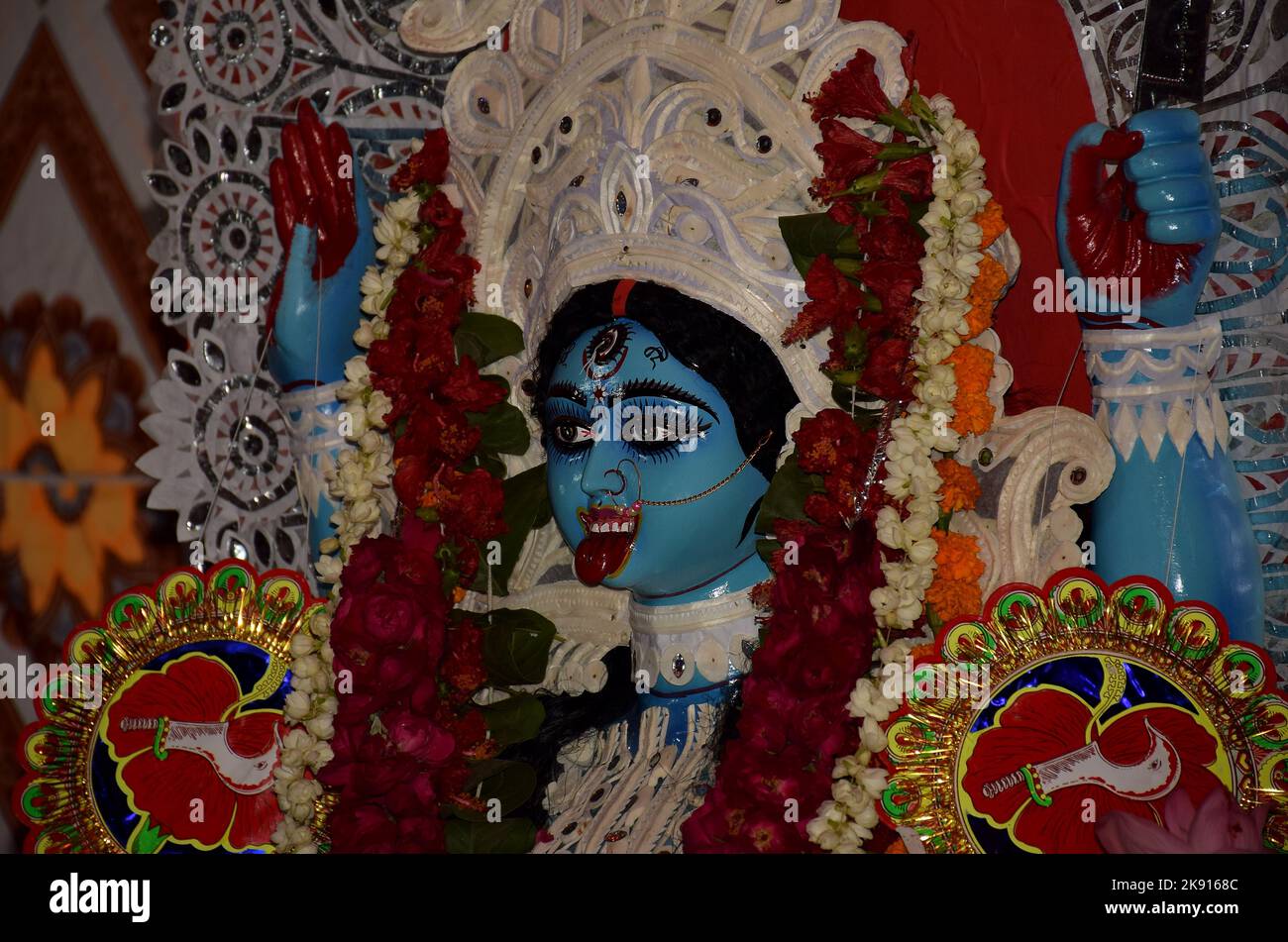 Side angle shot of Hindu goddess Kali during Kali Puja festival Stock ...