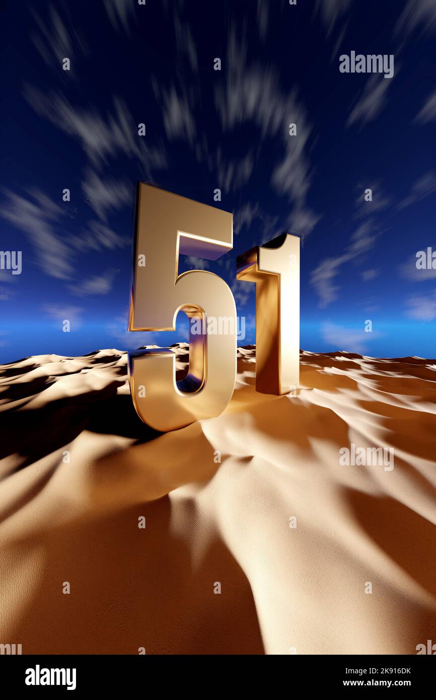 UAE's 51 National Day Celebration - Golden 51 in Desert Sand - 3D ...