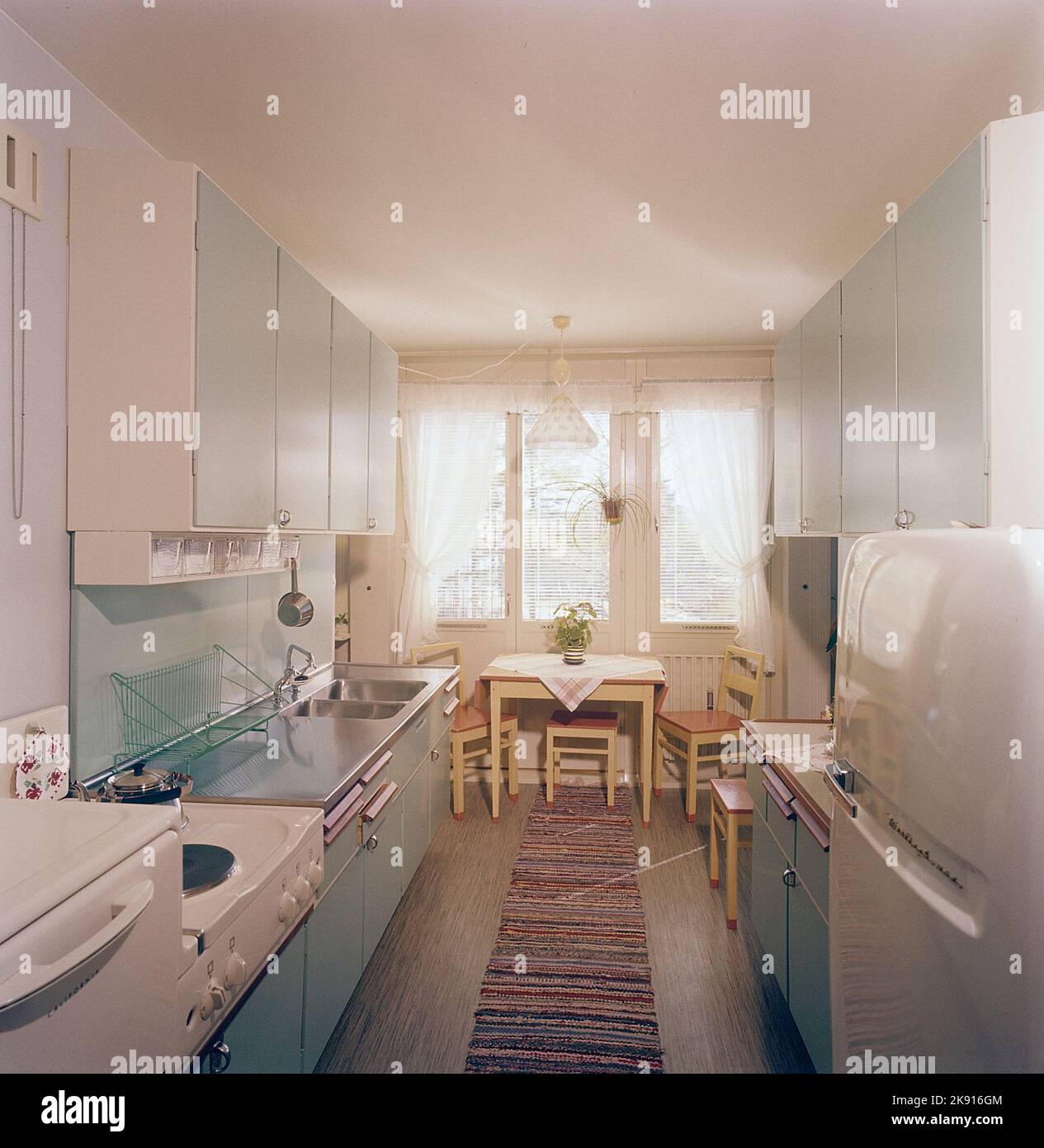 Kitchen of the 1950s. Kitchen interior in a typical design with visible ...