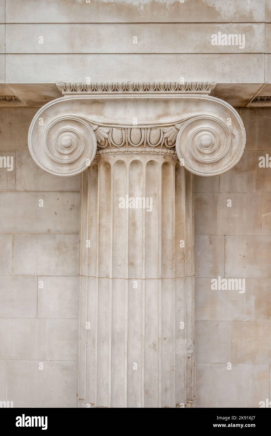 Detail of a decorative stone column based on the greek style Stock ...