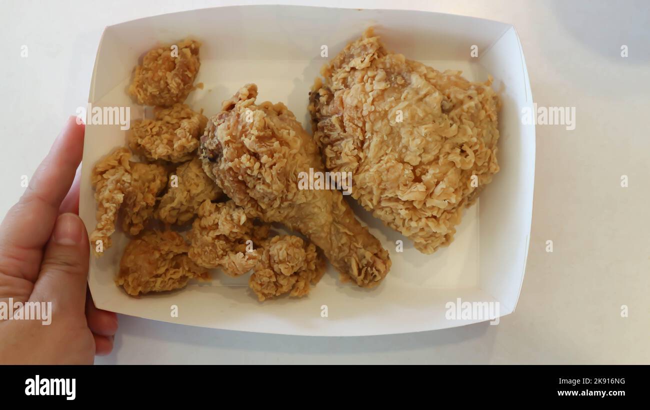 fried chicken, deep fried chicken in the paper dish for serve Stock ...