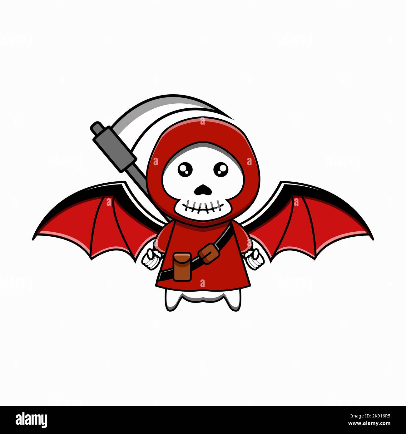 An angel of death with a scythe and wings vector illustration against a ...