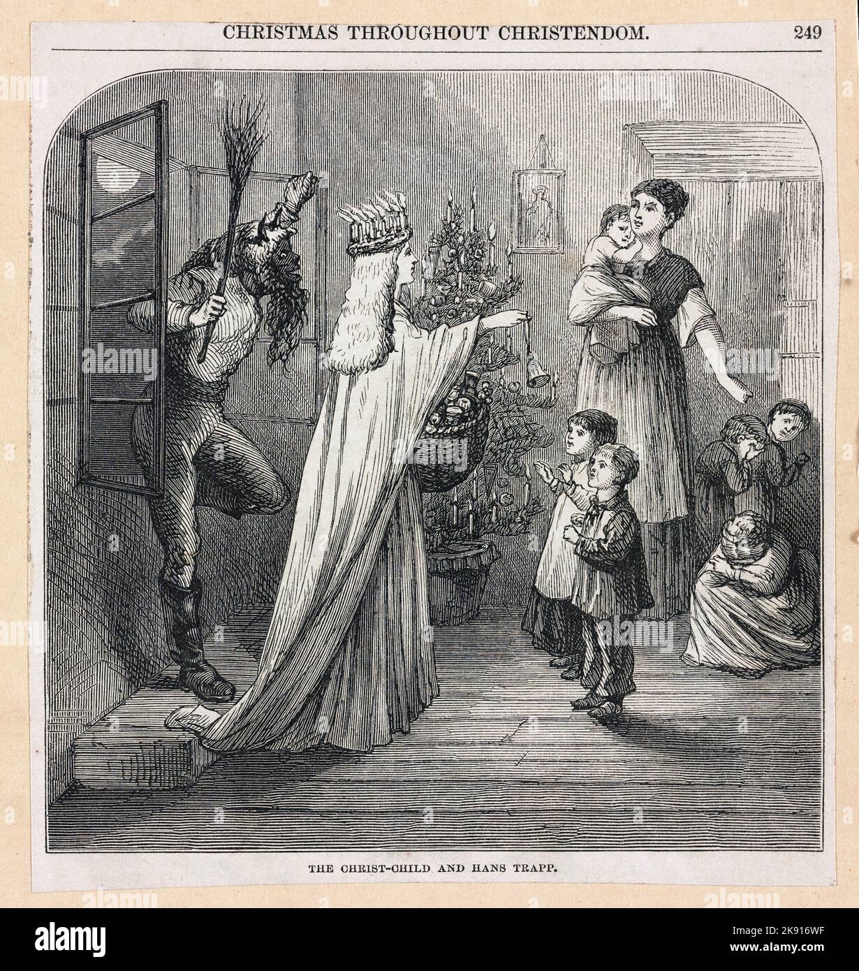 The Christ-child and Hans Trapp - Print showing a young woman, dressed ...