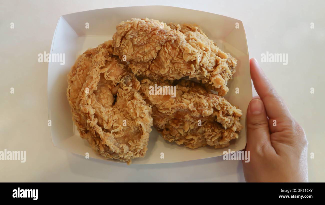 fried chicken, deep fried chicken in the paper dish for serve Stock ...
