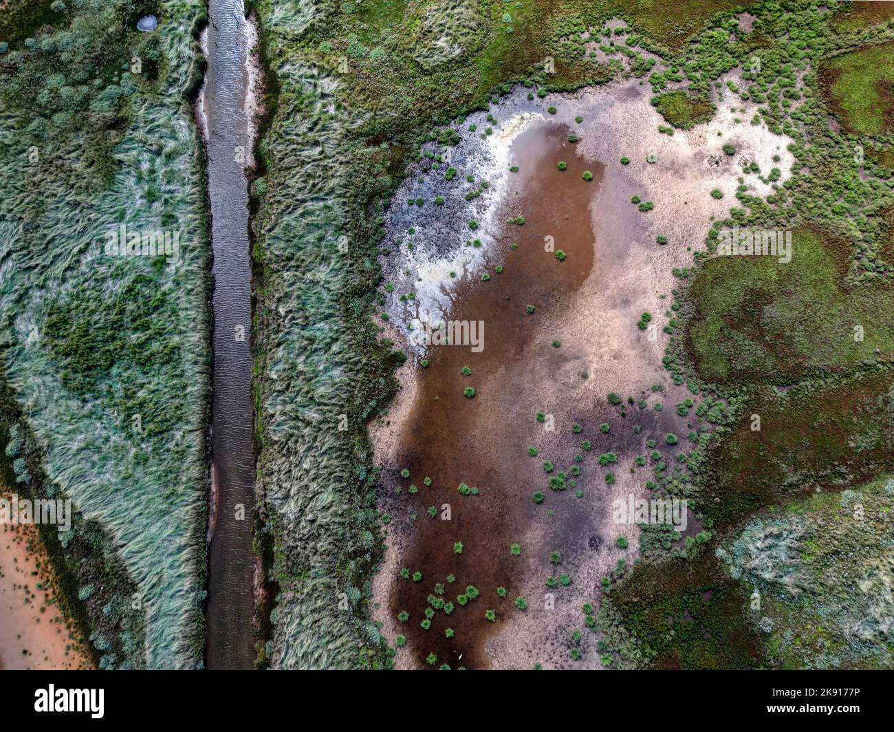 An aerial photo of Salthouse marshes in Norfolk Stock Photo - Alamy
