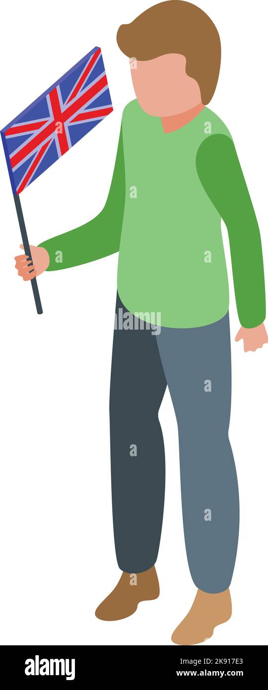 Kid great britain flag icon isometric vector. World religion. Waving ...