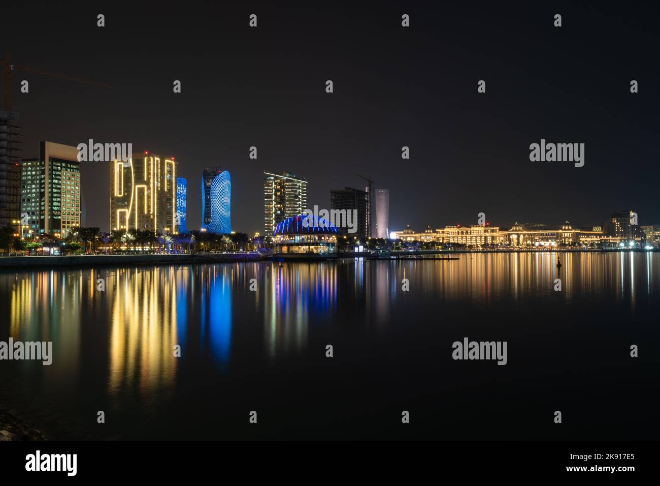 Beautiful night view of Lusail Marina City promenade Stock Photo - Alamy