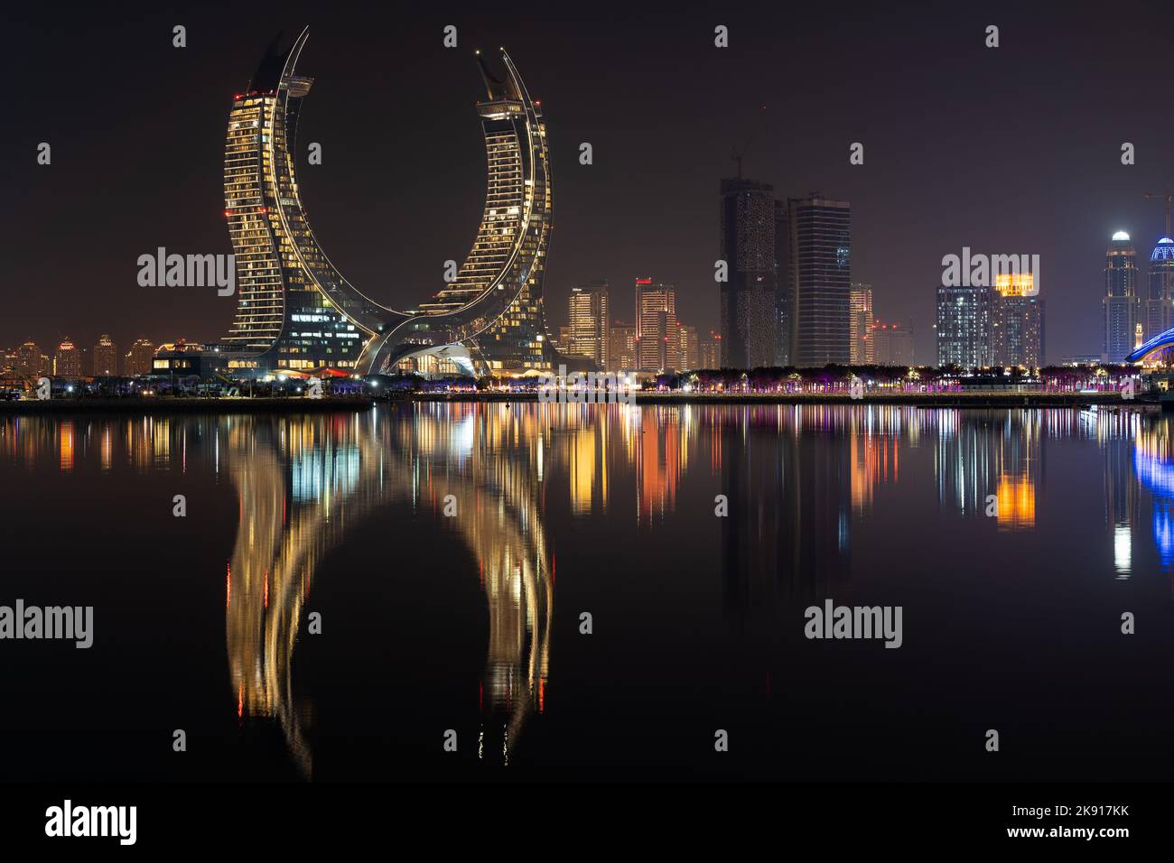 Beautiful night view of Lusail Marina City promenade Stock Photo - Alamy