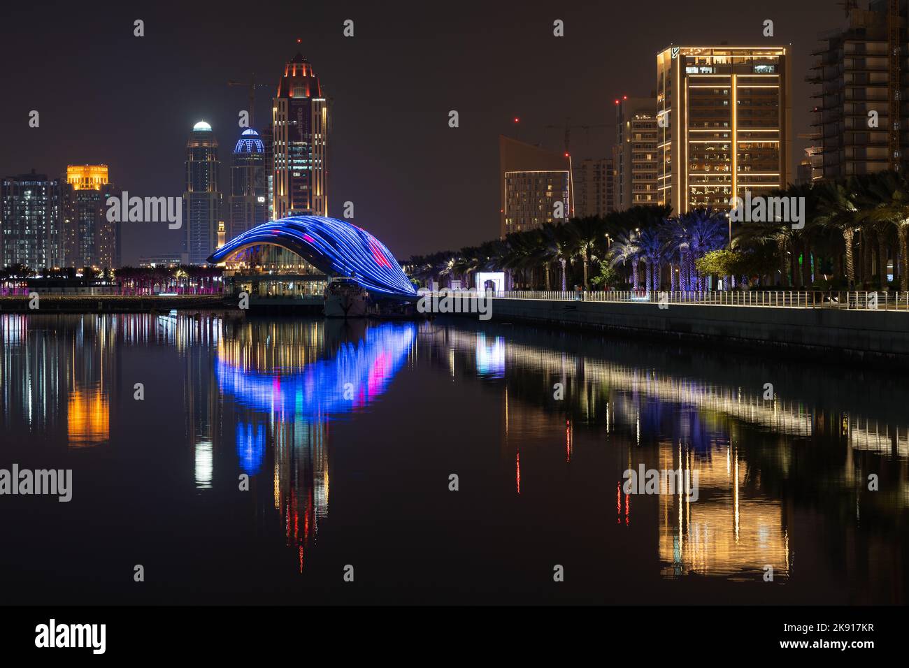 Beautiful night view of Lusail Marina City promenade Stock Photo - Alamy