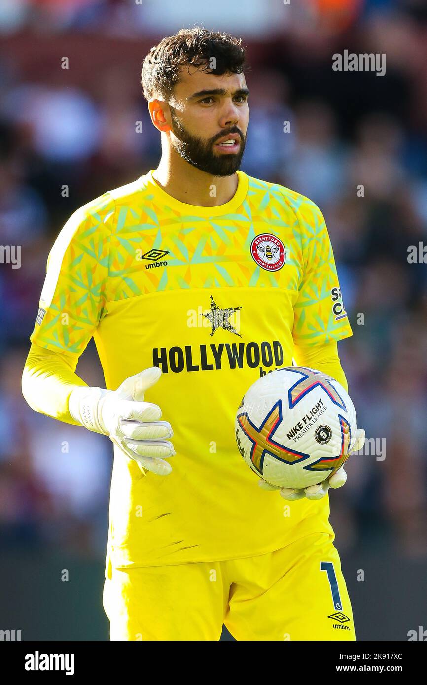 Brentford goalkeeper David Raya during the Premier League match at Villa Park, Birmingham ...