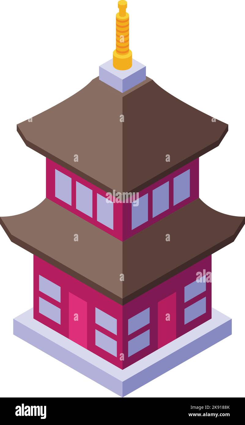 Ancient pagoda icon isometric vector. Asian building. City temple Stock ...