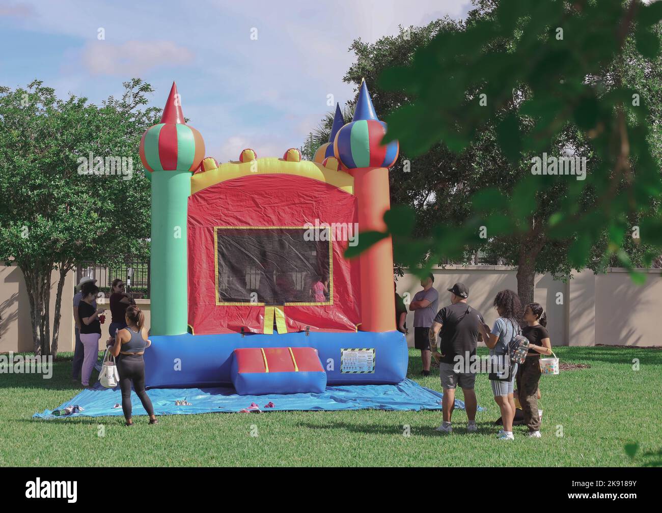 A colorful bounce house in a lake Nona community in Orlando, Florida ...