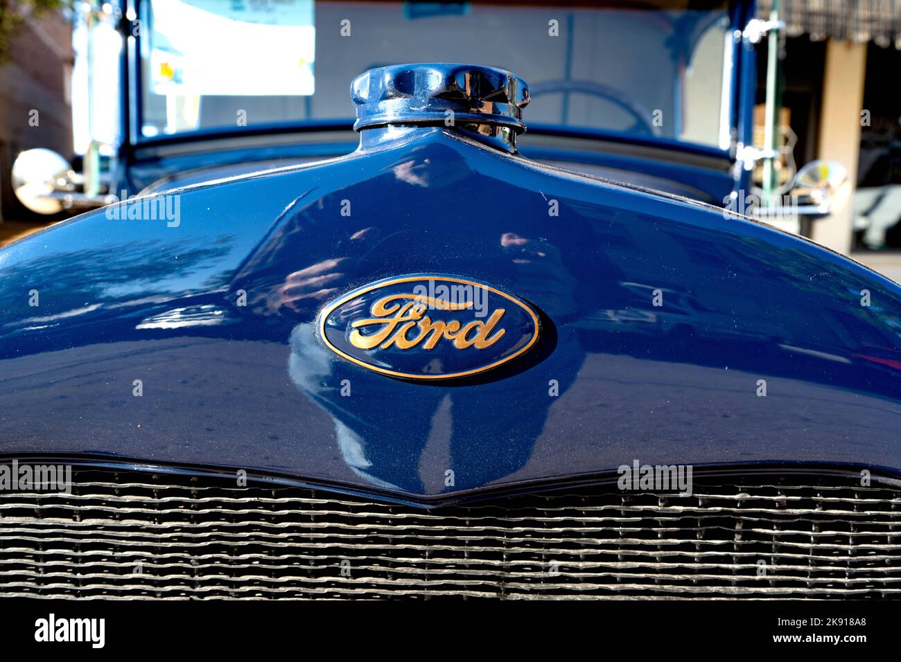 A part of the blue car in the Just Cruisin's car show in Winslow Stock ...