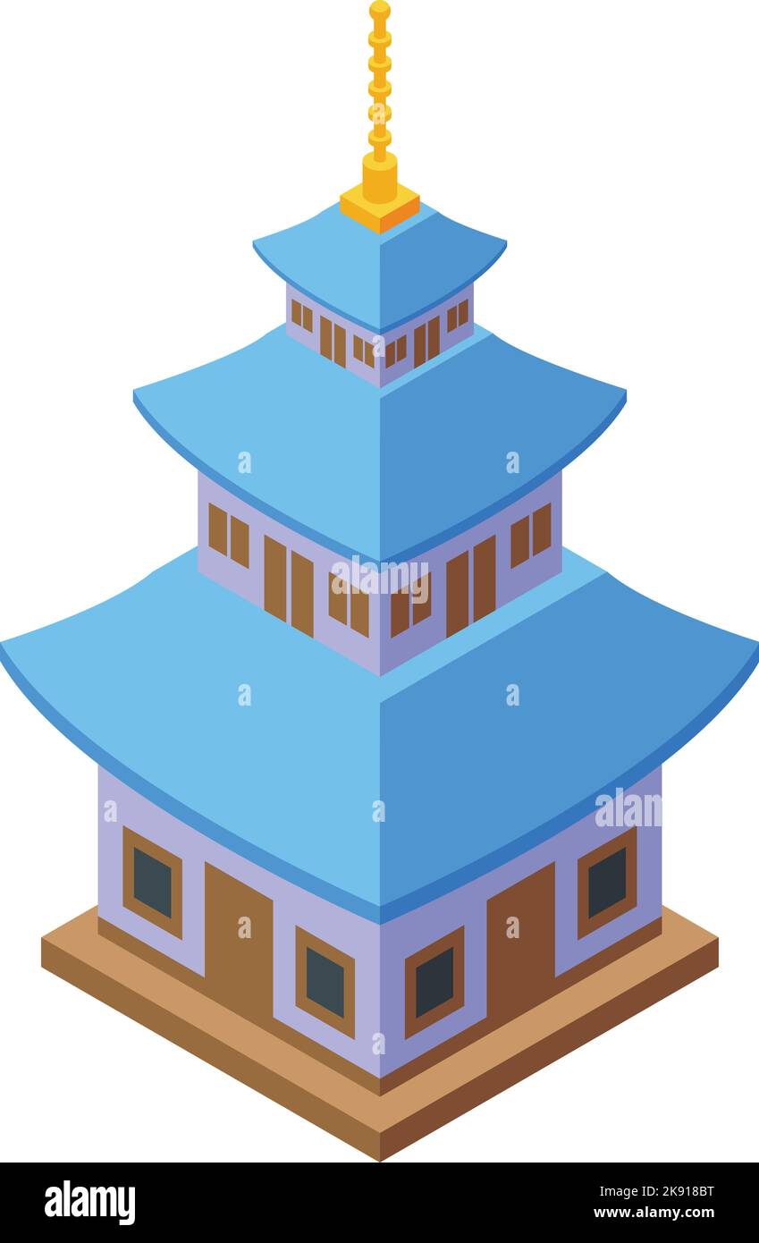 Pagoda structure icon isometric vector. Chinese building. City temple ...