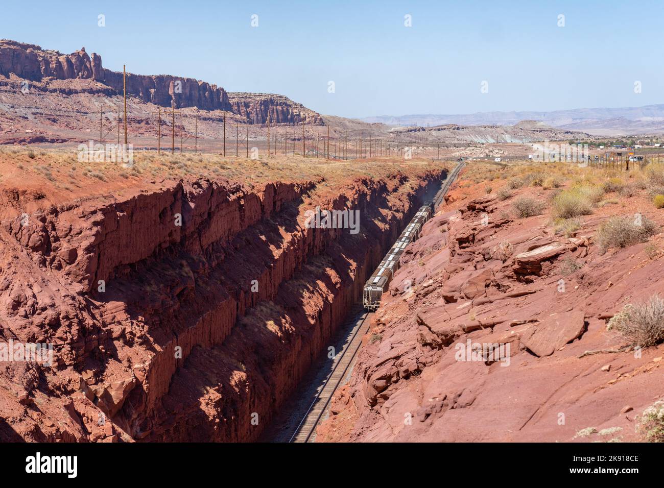 A train hauling a load of potash from a mine near Moab, Utah, makes a ...