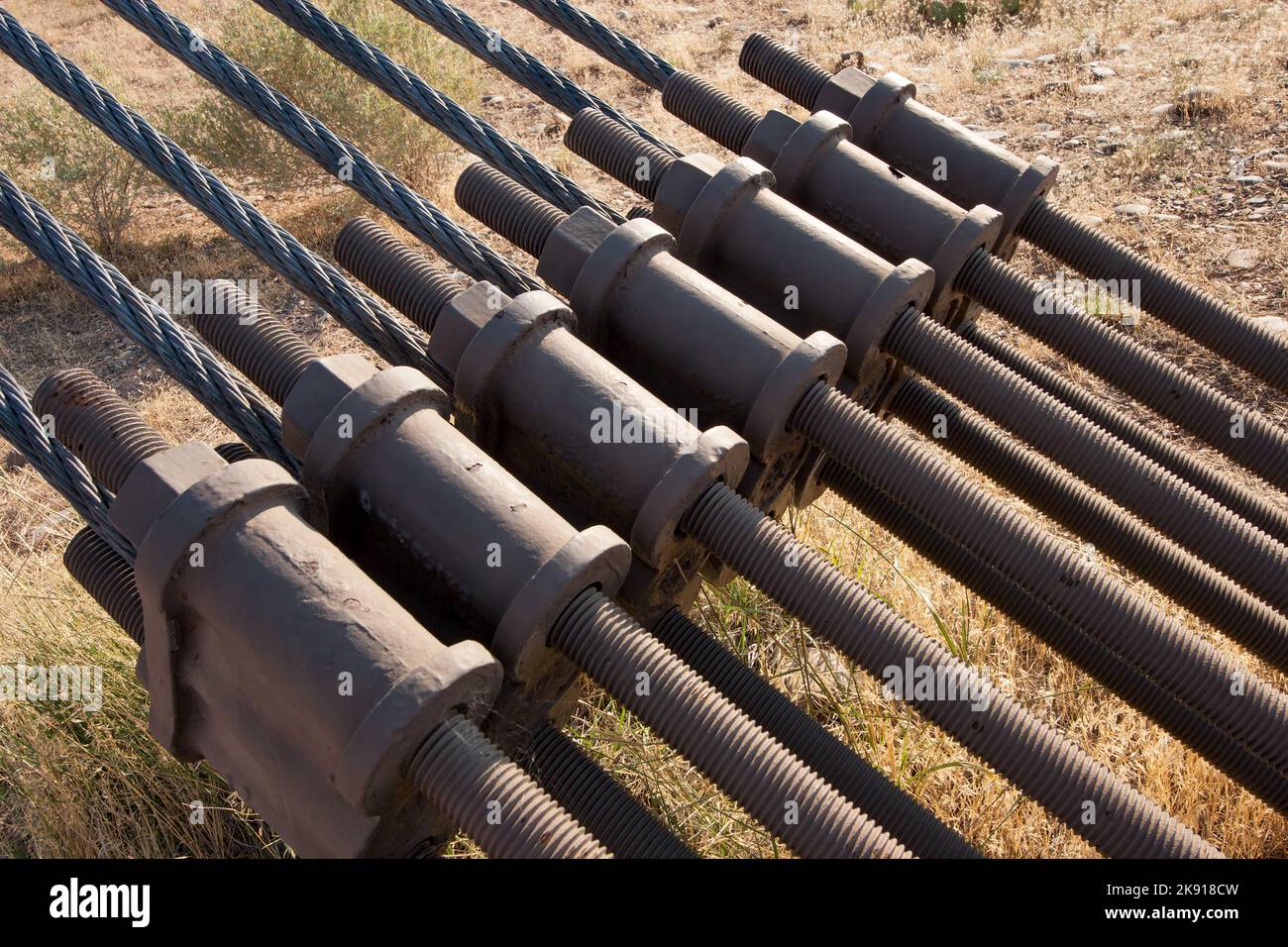 Suspension cable detail of the Dewey Bridge built across the Colorado ...