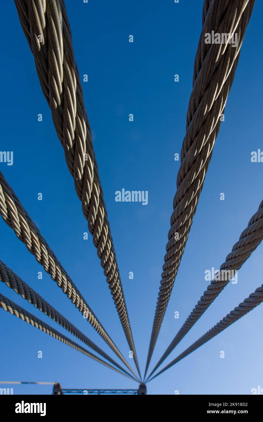 Suspension cable detail of the Dewey Bridge built across the Colorado ...
