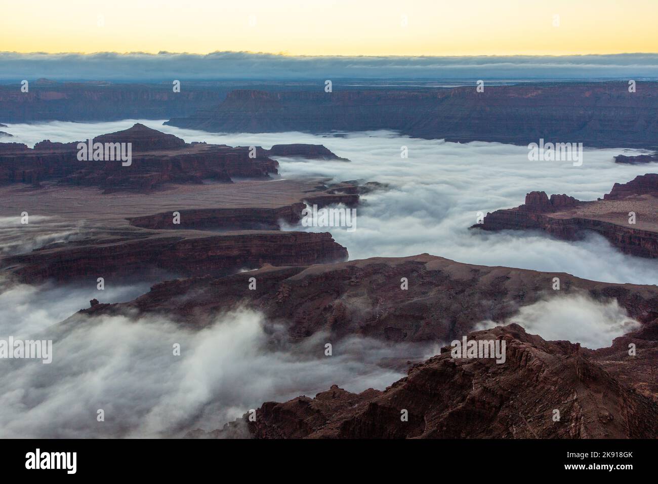 A winter temperature inversion produces rare ground fog in the canyons ...