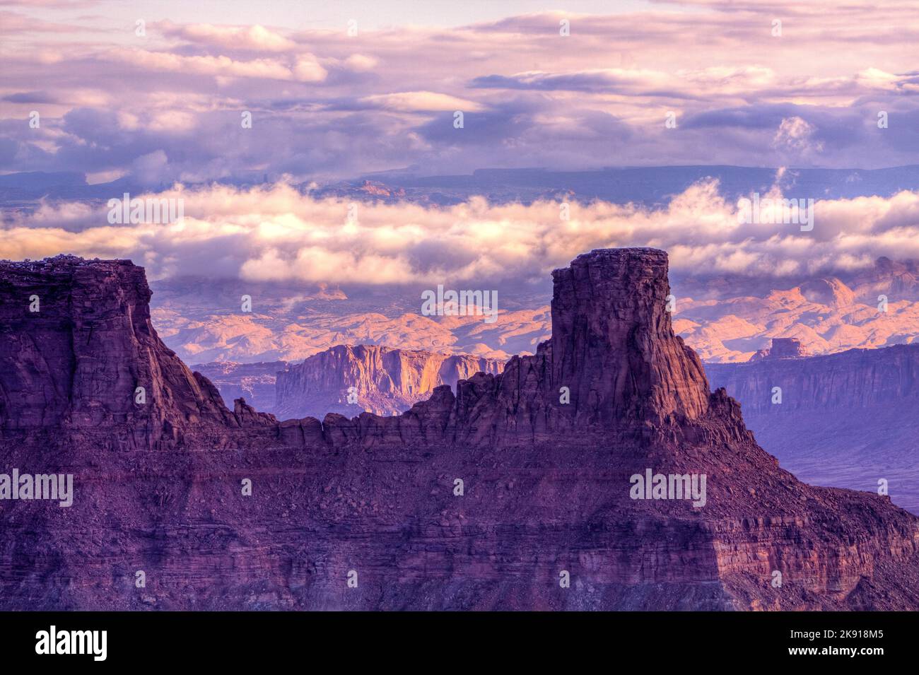 A Wingate sandstone tower in front of the Behind the Rocks area with ...