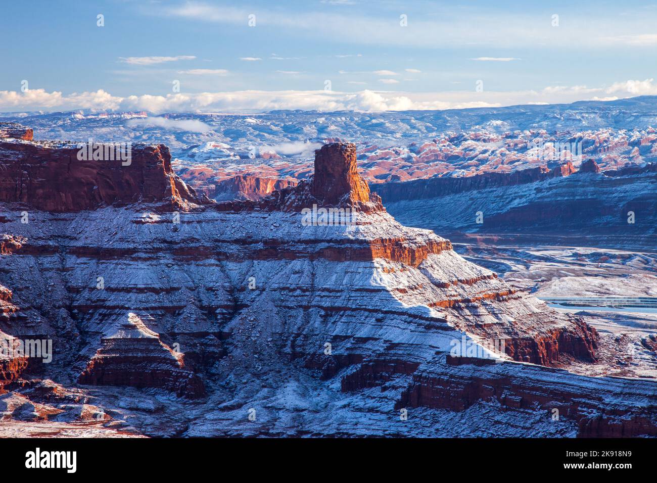 A Wingate sandstone tower in front of the Behind the Rocks area with ...