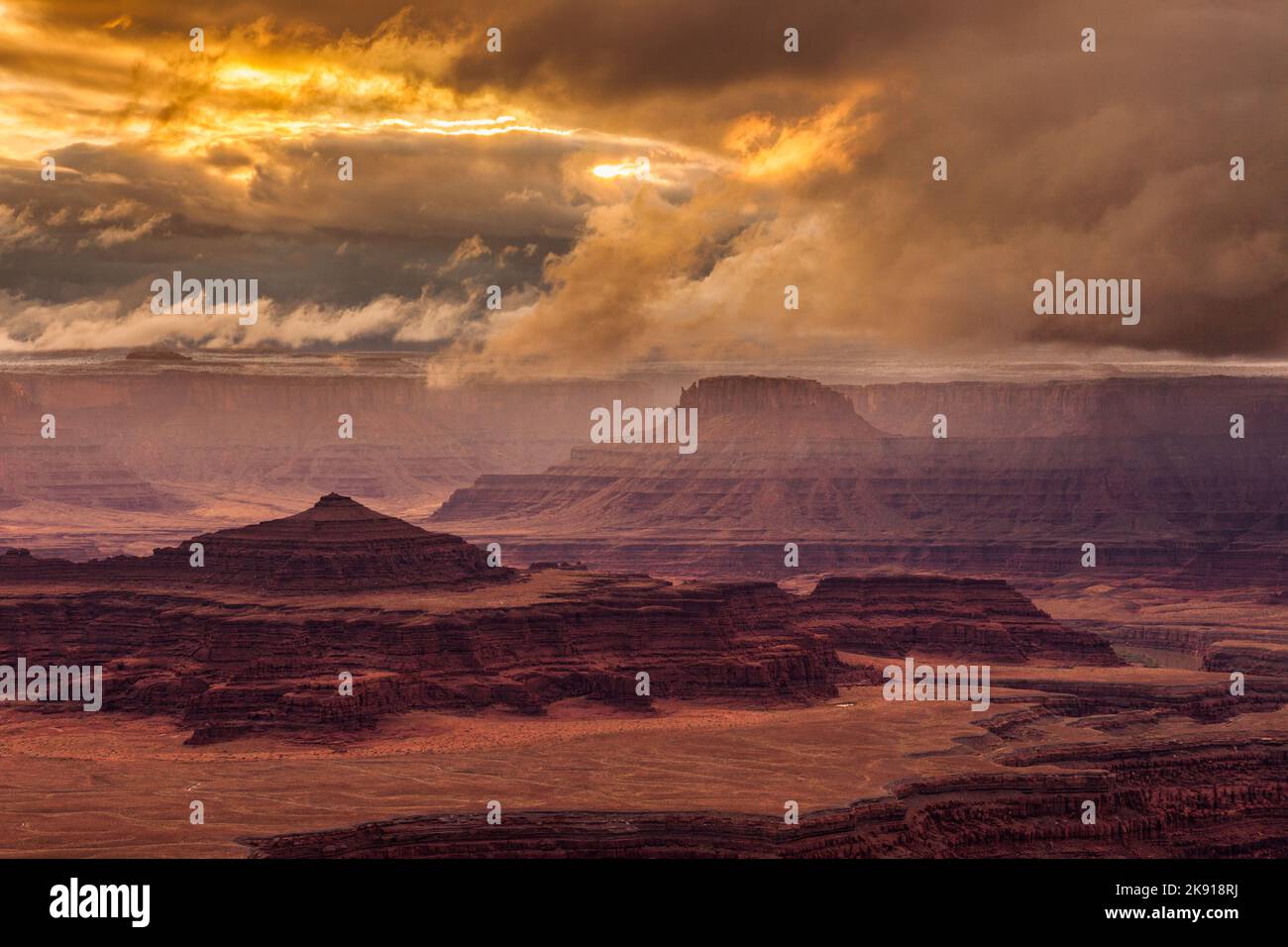 Cloudy sunrise from Dead Horse Point State Park, Moab, Utah over Hatch ...