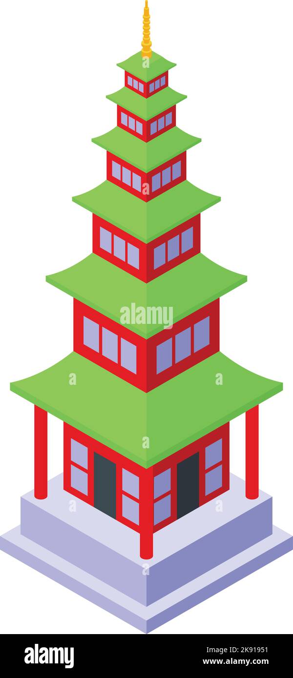 Palace temple icon isometric vector. Chinese pagoda. City structure ...