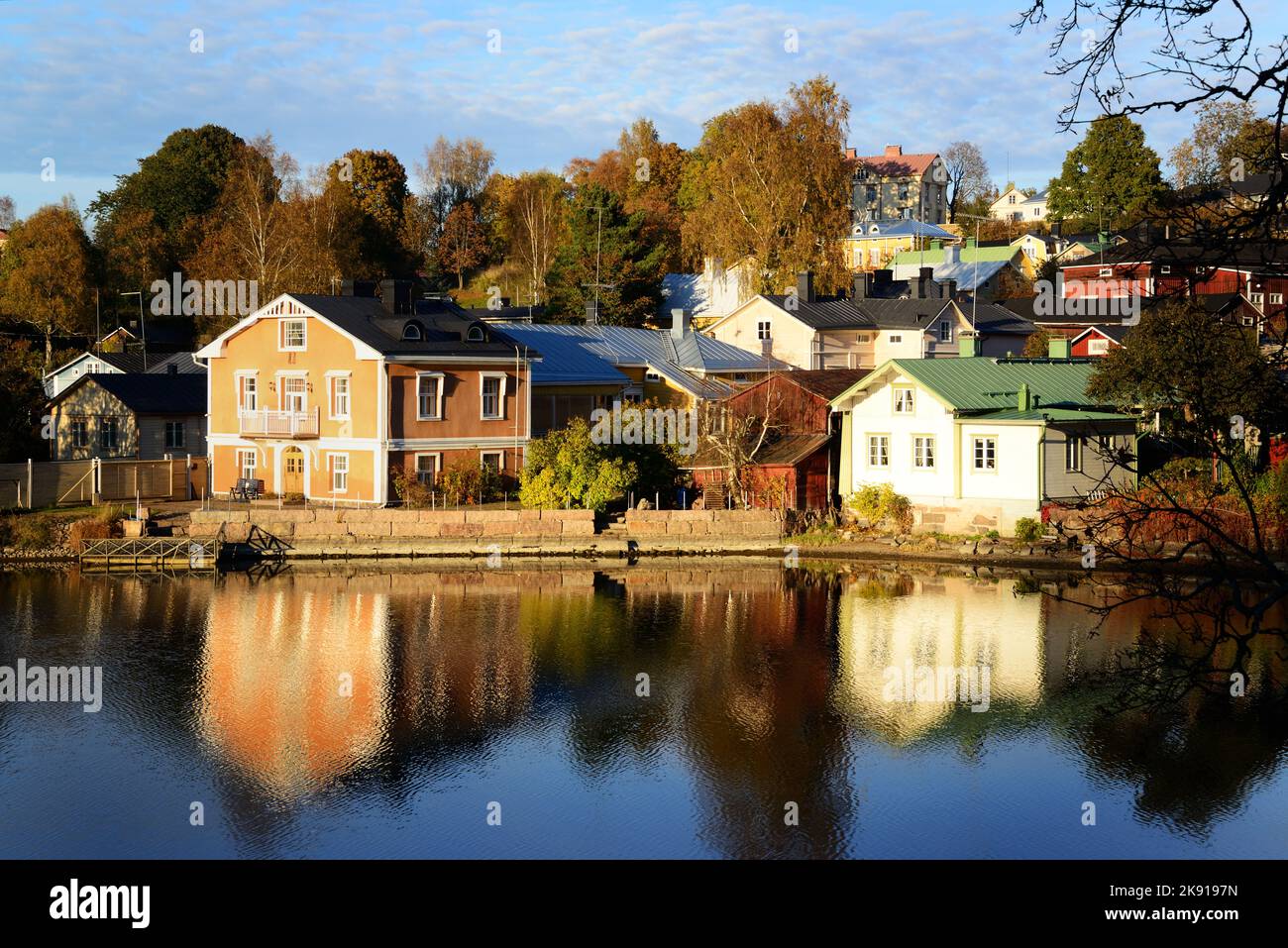 The buildings of Porvoo, Finland reflected in the river Stock Photo - Alamy