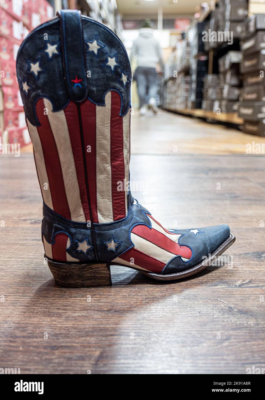 A cowboy boots with an American style print Stock Photo - Alamy