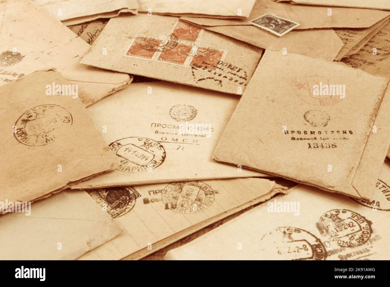 Postal letters in time of World War II, 1941-1945, USSR Stock Photo - Alamy