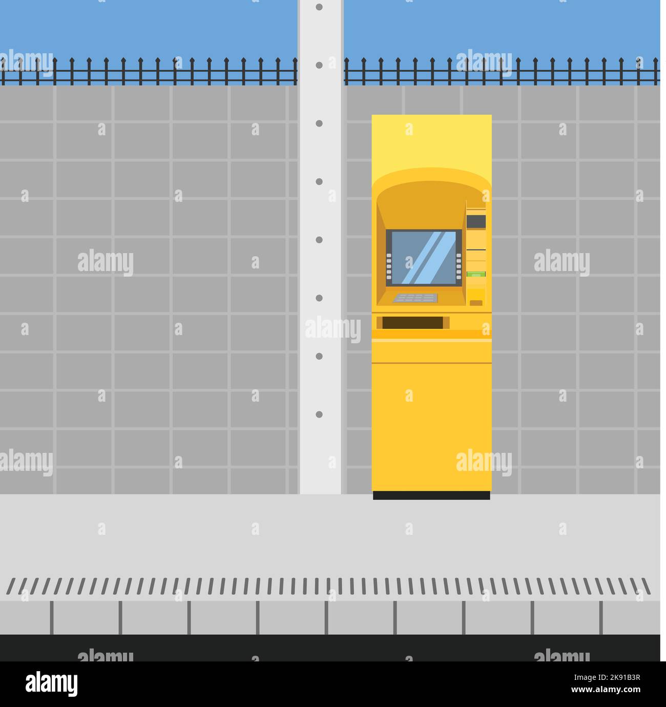 A yellow ATM machine on grey wall background Stock Vector Image & Art ...