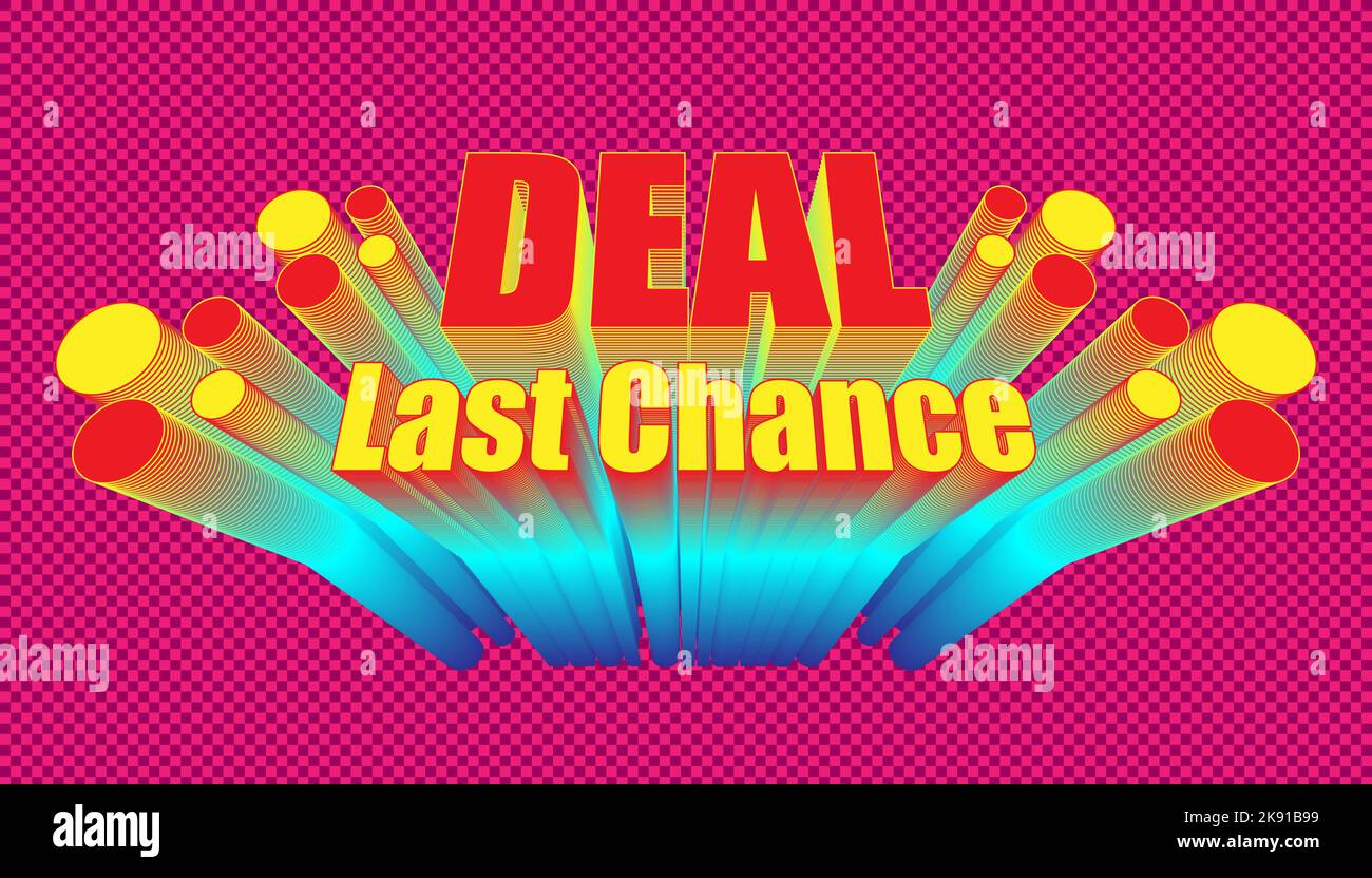 A bright Last Chance sale banner with fireworks on a pink background ...