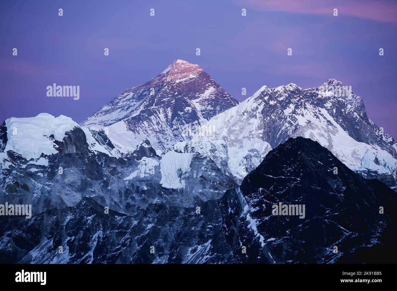 The beautiful view of the Mountain Everest covered with snow Stock ...