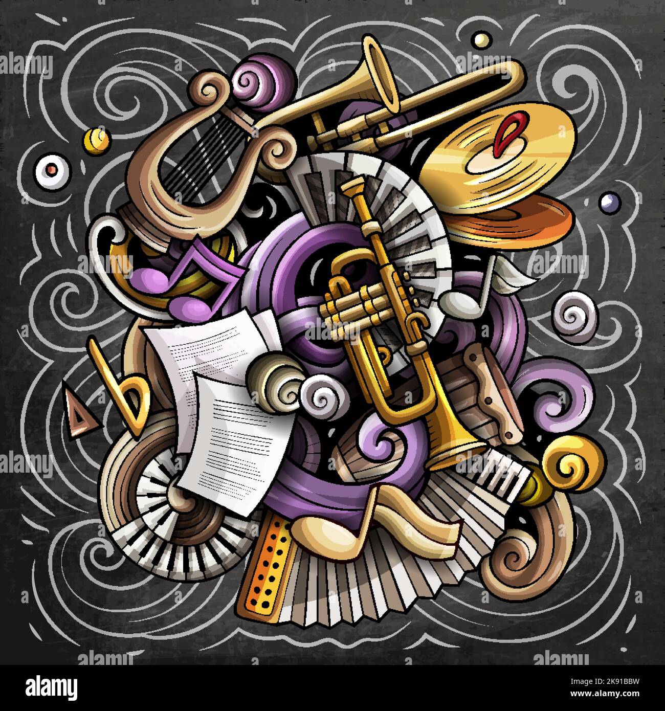 Cartoon vector doodles Classic music illustration Stock Vector Image ...