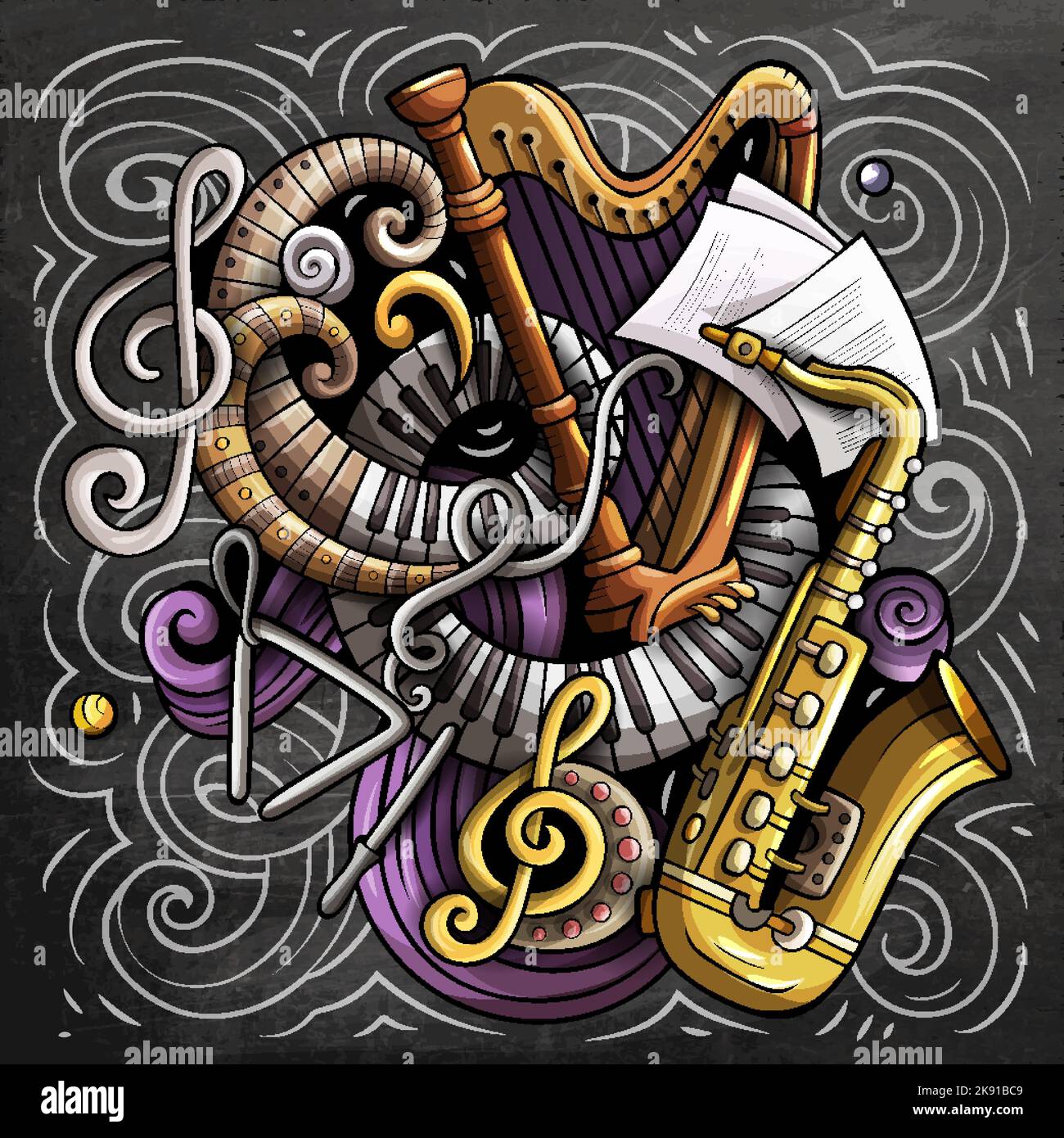 Cartoon vector doodles Classic music illustration Stock Vector Image ...
